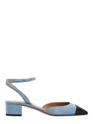 AQUAZZURA Square-toe Denim Pumps - Blue