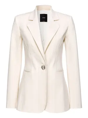Pinko Single-breasted Cotton Blazer - White