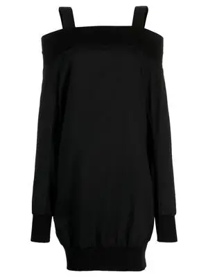 Yohji Yamamoto Long-sleeved Wool Dress - Black