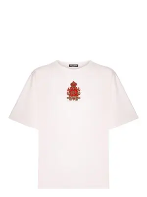 DOLCE & GABBANA Heraldic-patch Silk T-shirt