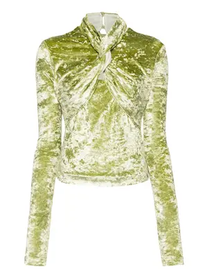 Nanushka Iride Velvet Top - Green