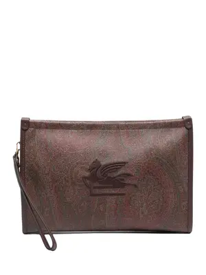 Etro Paisley-print Clutch - Brown