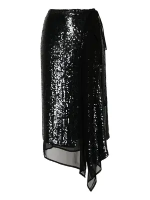 P.a.r.o.s.h Glare Sequin Skirt - Black