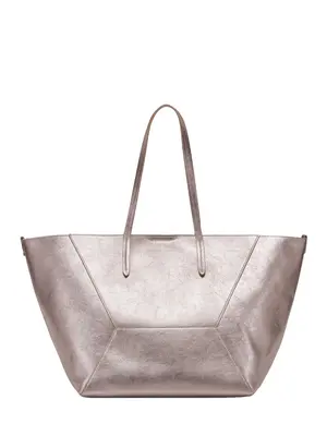 Brunello Cucinelli Metallic Leather Tote Bag - Pink