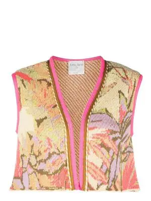 FORTE_FORTE Forte Forte Jacquard-Pattern Ribbed-Knit Cropped Vest