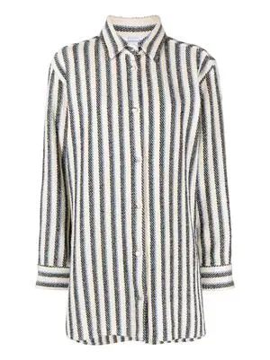 Off-White Arrows Embroidered Vertical Stripe Shirt - Neutrals