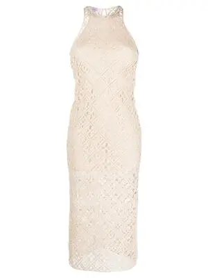 Off-White Arrows Crochet Midi Dress - Neutrals
