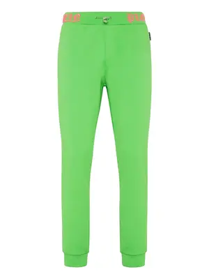 Philipp Plein Skull And Bones Logo-waistband Track Pants - Green