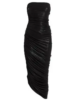Norma Kamali Diana Strapless Ruched Lamé Dress - Black
