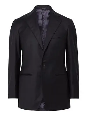 SAMAN AMEL Wool And Cashmere-blend Felt Suit Jacket - Blue