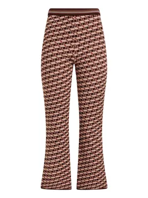 Diane Von Furstenberg Juno Cropped Jacquard-knit Flared Pants - Brown