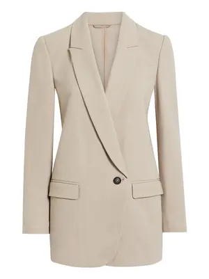 Brunello Cucinelli Bead-embellished Cotton-blend Jersey Blazer - Beige