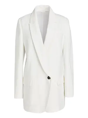Brunello Cucinelli Bead-embellished Cotton-blend Jersey Blazer - Ivory
