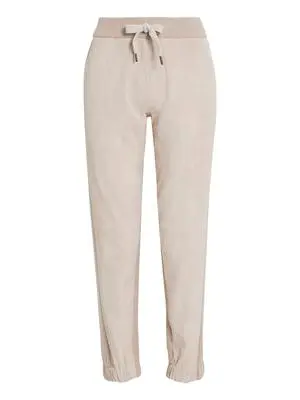 Brunello Cucinelli Cashmere And Suede Tapered Pants - Beige
