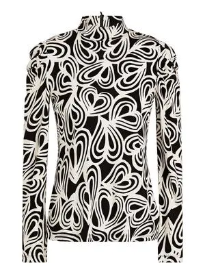 Diane Von Furstenberg Doha Ruched Printed Top - Black