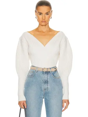 Alaïa Ribbed Sweater - Blanc Casse