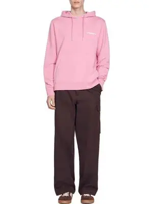 Sandro Fleece Hoodie With Rubber Branding - Pink