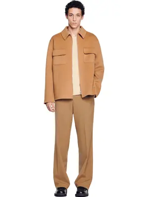 Sandro Zipped Overshirt Camel