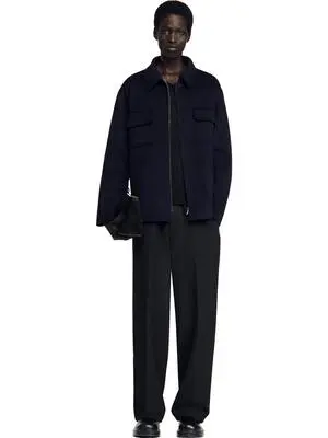 Sandro Zipped Overshirt - Navy Blue
