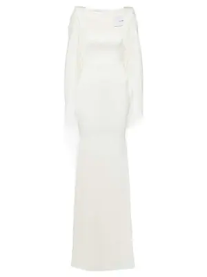 Alex Perry Bridal Portrait Cape-detail Gown - White