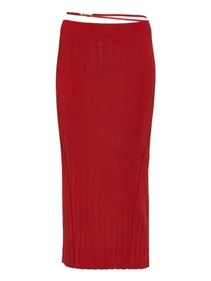 Jacquemus La Jupe Pralu Knitted Midi Skirt - Red