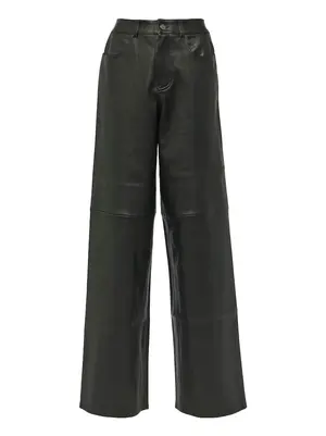 Stouls High-rise Wide-leg Leather Pants - Black