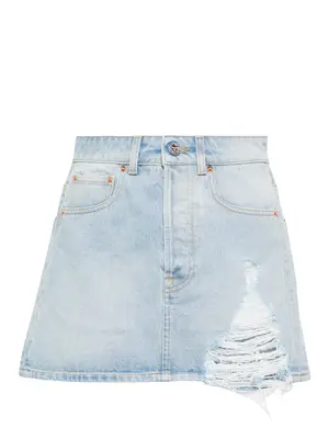 Vetements Distressed Denim Miniskirt - Blue