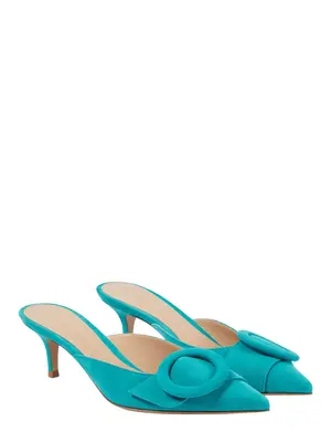 GIANVITO ROSSI Portofino 55 Suede Mules - Turquoise