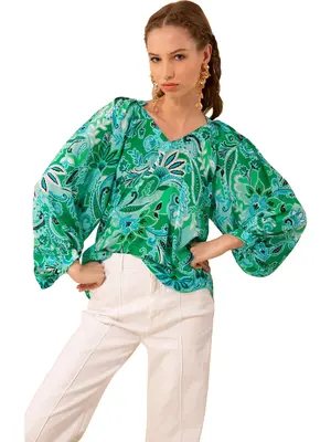 Hale Bob Hale Bob Josie Silk Top Blue