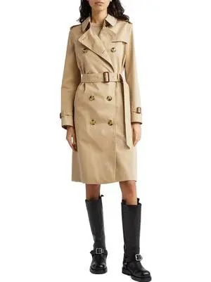 Burberry Kensington Double-breasted Trench Coat - Honey