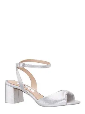 Nina Nina Nigella Glitter Ankle-Wrap Sandal Silver