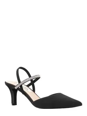 Nina Billie Slingback Pumps - Black Luster Satin
