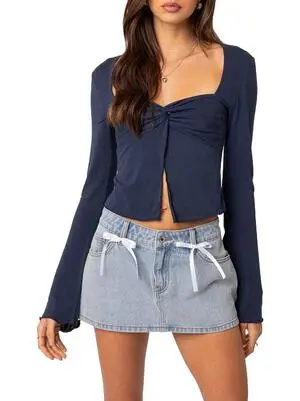 EDIKTED Maxine Twist Split Front Top - Navy