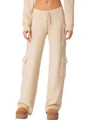 EDIKTED Wynter Cargo Sweater Pants - Cream