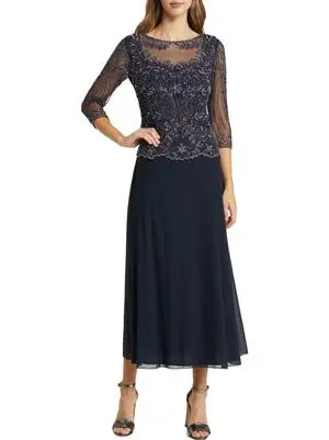 Pisarro Nights Beaded Cocktail Dress - Navy 410