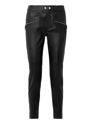 Isabel Marant Hizilis Leather Slim-leg Pants - Black
