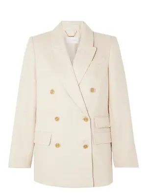 Zimmermann Matchmaker Double-breasted Whipstitched Linen Blazer - Ivory