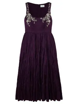 Erdem Embellished Sequined Satin Midi Dress - Burgundy