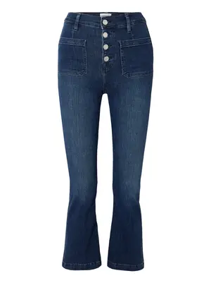 FRAME Le Bardot Cropped Flare Jeans - Blue