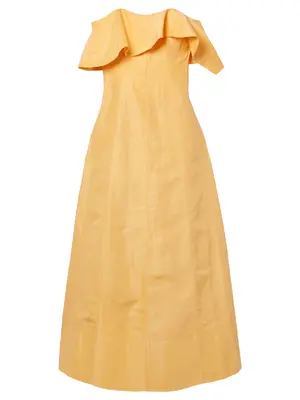 Aje Shallows Strapless Linen-blend Gown - Yellow