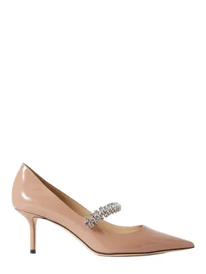 JIMMY CHOO Bing 65 Crystal-embellished Patent-leather Pumps - Pink