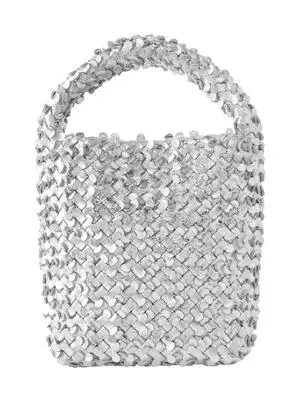 BOTTEGA VENETA Small Intrecciato Metallic Leather Bucket Bag