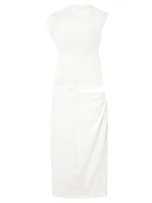 Christopher Esber Fusion Cutout Ribbed Stretch-jersey And Faille Midi Dress - White