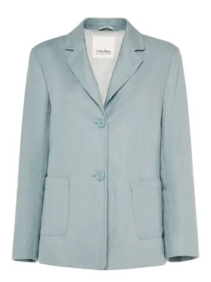Max Mara S MAX MARA Socrates Linen Jacket Light Blue