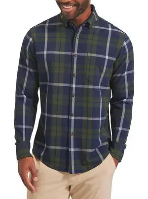 Mizzen+main City Flannel Shirt - Olive Navy Large Plaid