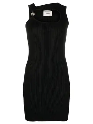 Coperni Logo-plaque Ribbed Mini Dress - Black