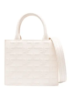 Elisabetta Franchi Small Monogram-embossed Tote Bag - White