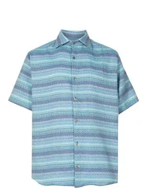 AMIR SLAMA Logo-engraved Jacquard Shirt - Blue