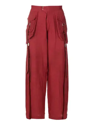 AMIR SLAMA Wide-leg Cargo Trousers - Red