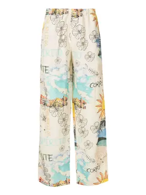 AMIR SLAMA Graphic-print Trousers - Neutrals